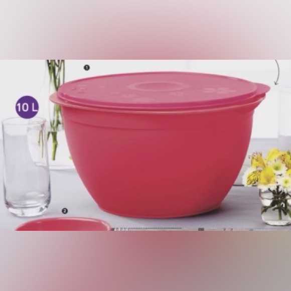 Tupperware | Kitchen | Tupperware Jumbo Bowl Liter 42 Cups Pink Color ...